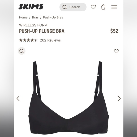 SKIMS | Intimates & Sleepwear | Nwt Skims Wireless Form Pushup Plunge ...